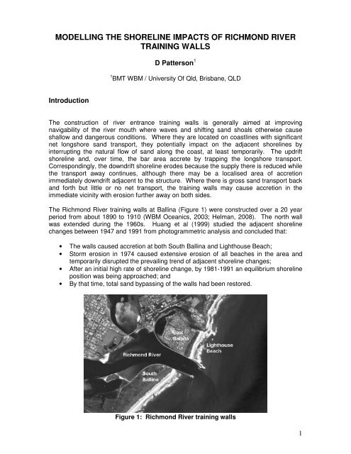 MODELLING THE SHORELINE IMPACTS OF RICHMOND RIVER TRAINING WALLS