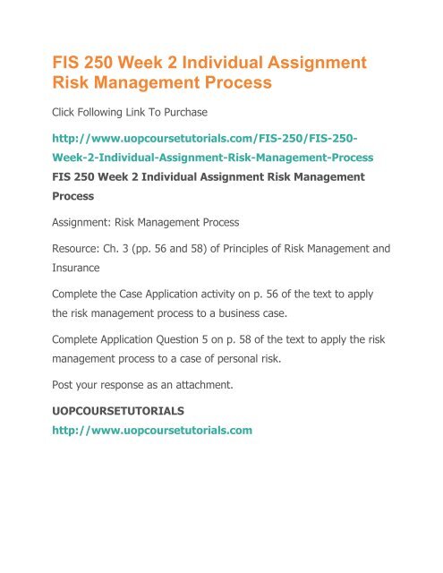 FIS 250 Week 2 Individual Assignment Risk Management Process.pdf