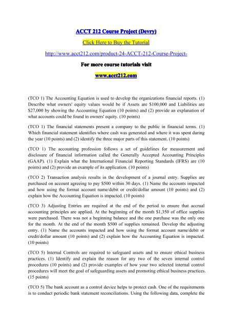ACCT 212 Course Project (Devry)/ acct212dotcom ACCT 212 Course Project (Devry)/ acct212dotcom