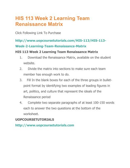 HIS 113 Week 2 Learning Team Renaissance Matrix.pdf