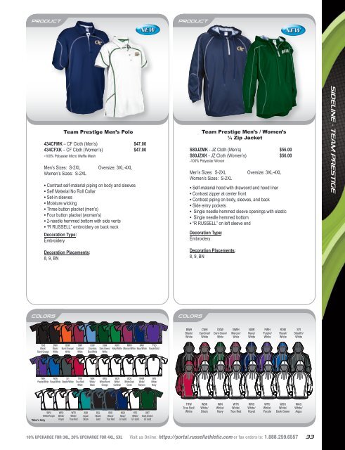 Russell Athletic Sideline Apparel Warehouse Catalog 2012