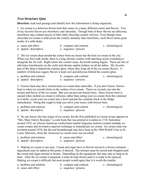 Text Structure Quiz A text-structure-quiz-a