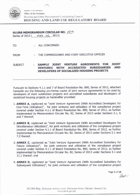 HOUSING AND LAND USE REGULATORY BOARD - HLURB