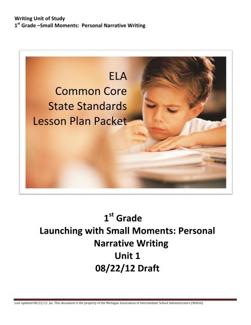 Small Moment Personal Narrative Writing