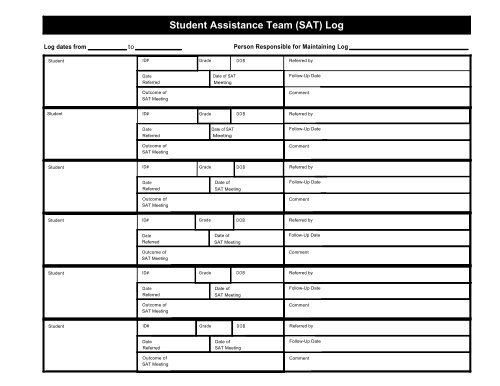 Student Assistance Team (SAT) Log