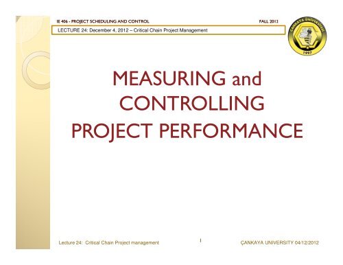 Measuring And Controlling Project Performance