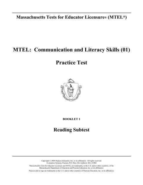 MTEL Communication and Literacy Skills (01) Practice Test