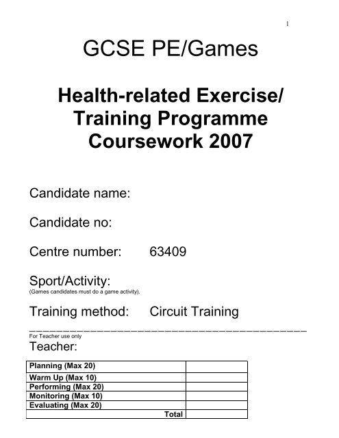 GCSE PE/Games
