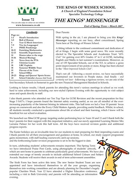 THE KINGS' MESSENGER - Kings of Wessex Community School