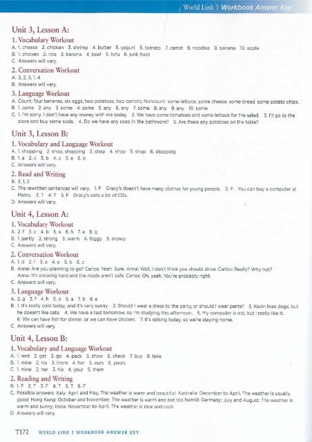 World Link 1 Workbook Answer Key - Seven Idiomas