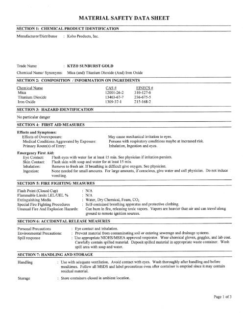 Gold Rush MSDS - Coastal Scents