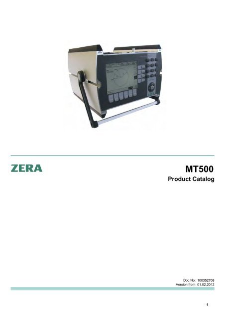 MT500 Product Catalog - ZERA GmbH