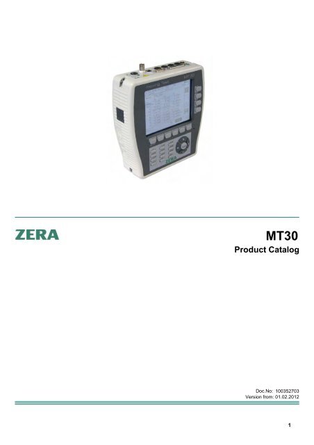 MT30 Product Catalog - ZERA GmbH