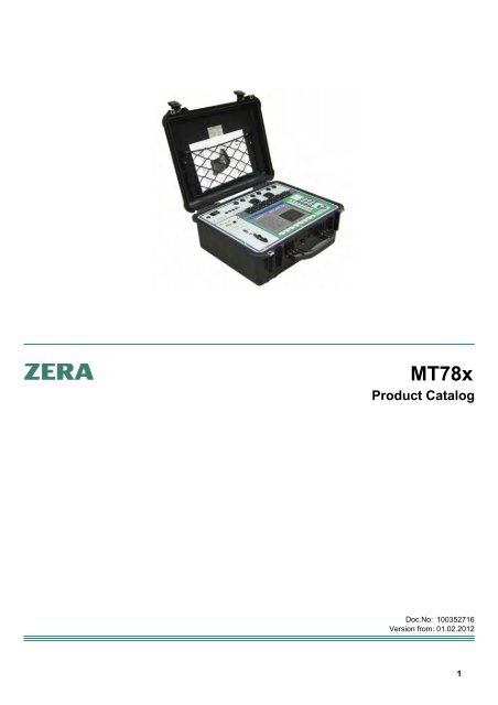 MT78x Product Catalog - ZERA GmbH