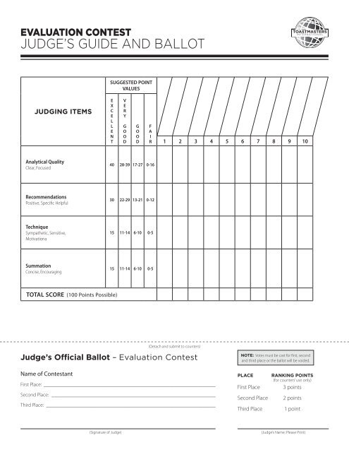 Judge’s Guide and Ballot