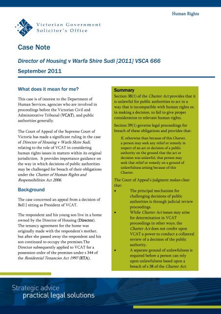 VGSO Case Note.pdf - Victorian Government Solicitor's Office