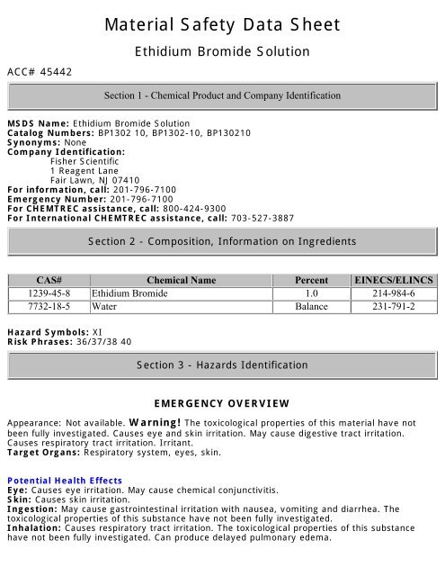 Material Safety Data Sheet