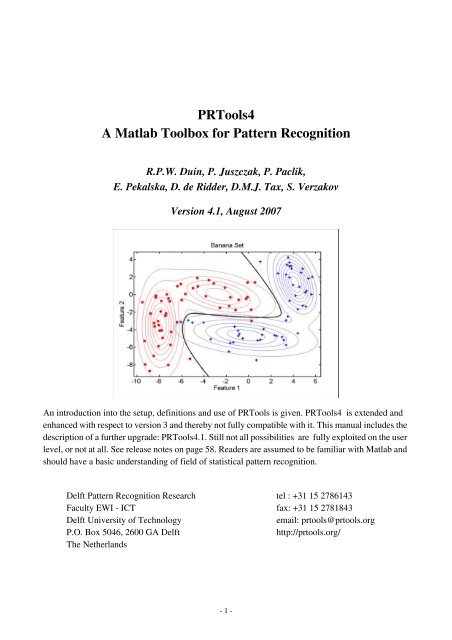 Prtools4 A Matlab Toolbox For Pattern Recognition