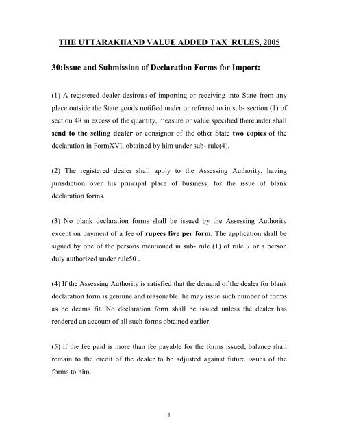 Issue and submission of declaration Forms for Import - Commercial ...