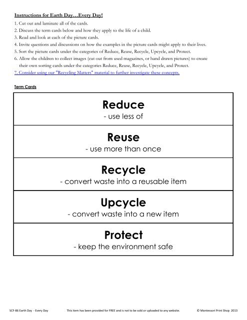 Reduce Reuse Recycle Upcycle Protect