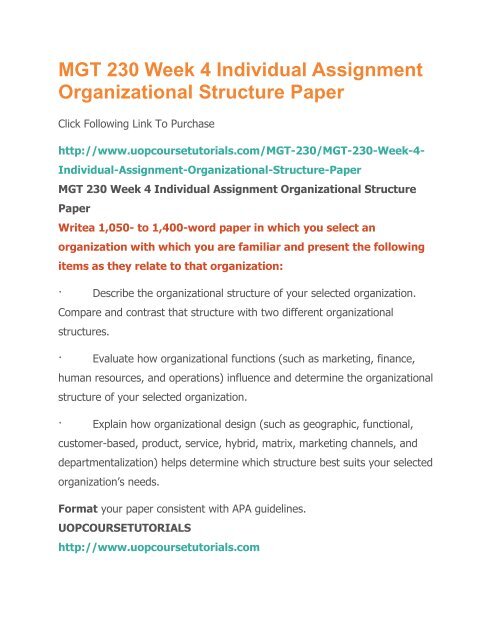 MGT 230 Week 4 Individual Assignment Organizational Structure Paper.pdf