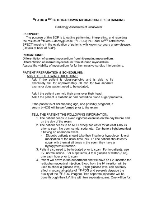 FDG Myocardial Viability - Nuclear Med home