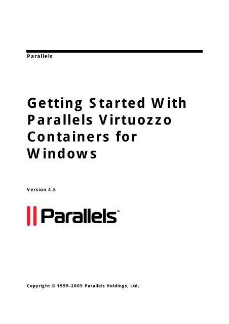 Getting Started With Parallels Virtuozzo Containers for Windows
