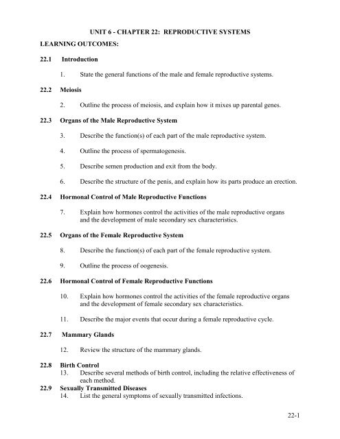 CHAPTER 22: THE REPRODUCTIVE SYSTEMS
