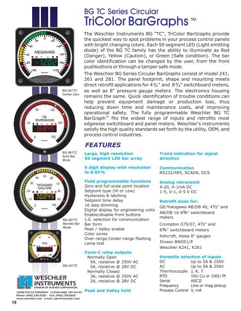 Tricolor Circular Bargraph Meters from Weschler Instruments