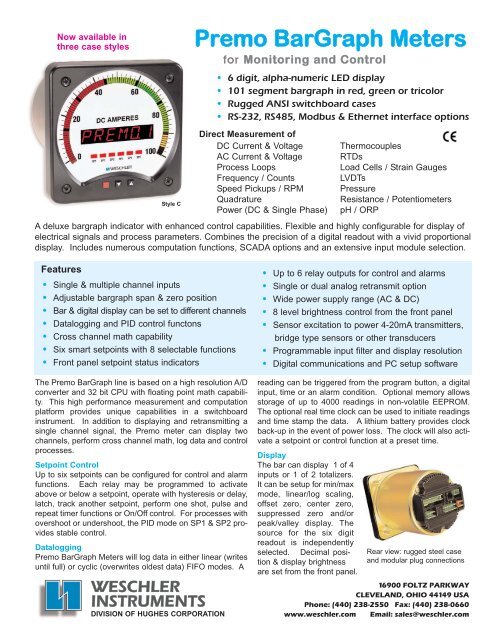 Premo Bargraph Meter data sheet - Categories - Weschler Instruments