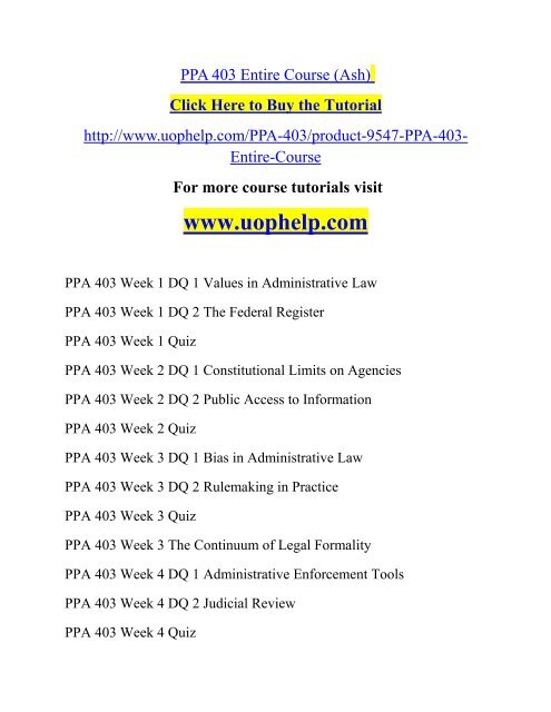 PPA 403 Entire Course