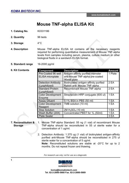 Mouse TNF-alpha ELISA Kit