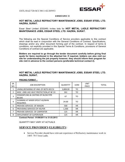 SERVICE PROVIDER'S ELIGIBILITY
