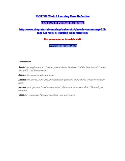 MGT 521 Week 6 Learning Team Reflection.pdf