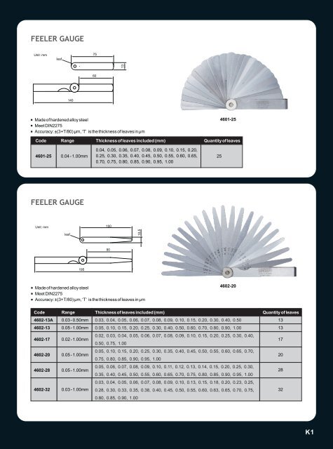 FEELER GAUGE FEELER GAUGE