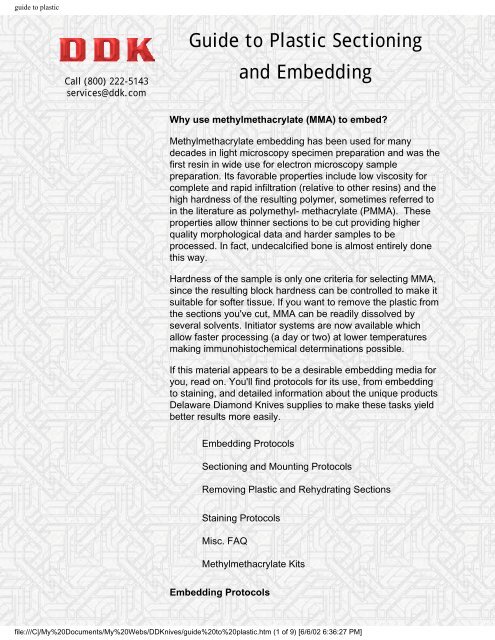 Guide to Plastic Sectioning and Embedding