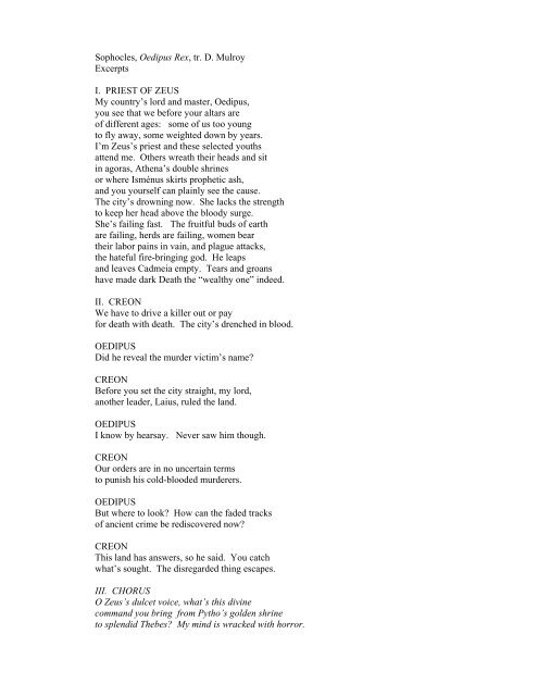 Oedipus Rex Chorus