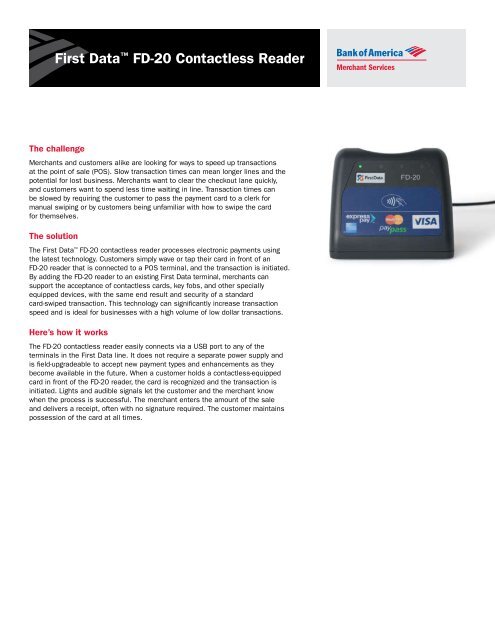 First Data FD-20 Contactless Reader