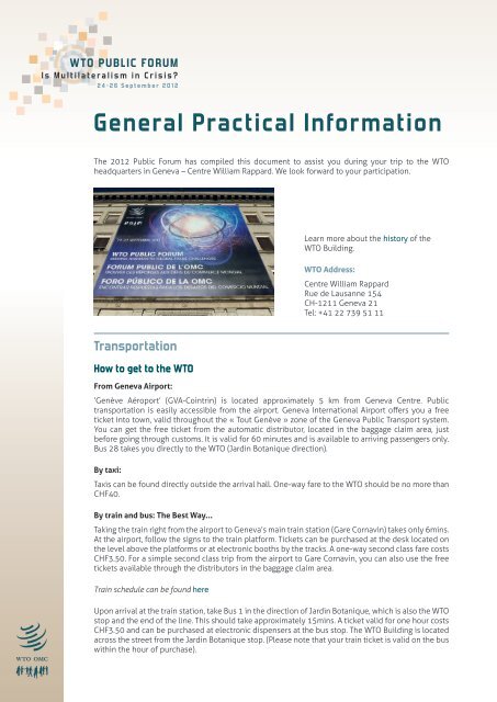 General Practical Information - World Trade Organization