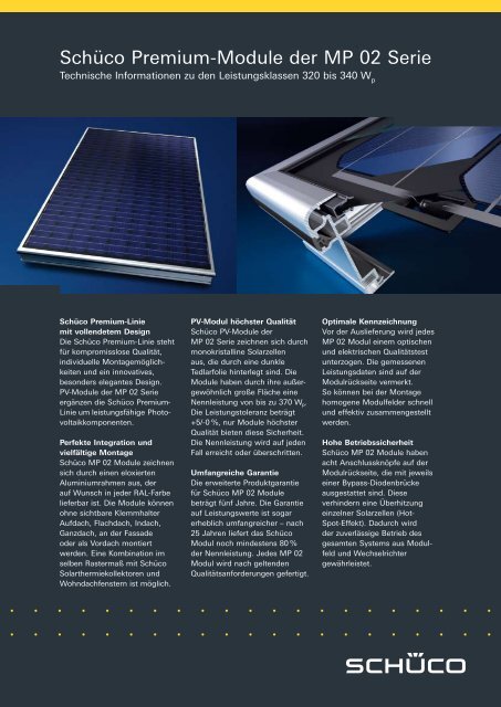 Schüco Premium-Module der MP 02 Serie