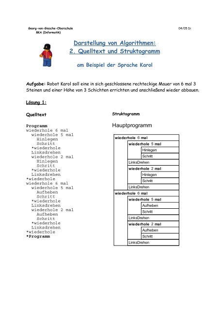 Darstellung von Algorithmen 2 Quelltext und Struktogramm