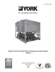 Model YCAV Air-Cooled Screw Compressor Liquid Chillers Style A
