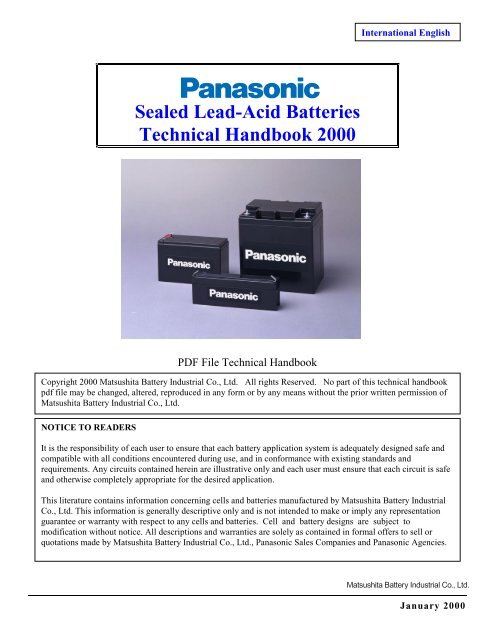 Sealed Lead-Acid Batteries Technical Handbook 2000