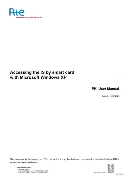 Accessing the IS by smart card with Microsoft Windows XP PKI ... - RTE