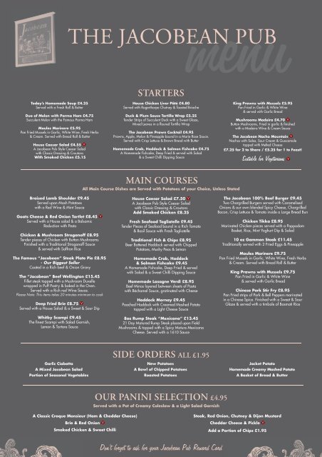 starters main courses