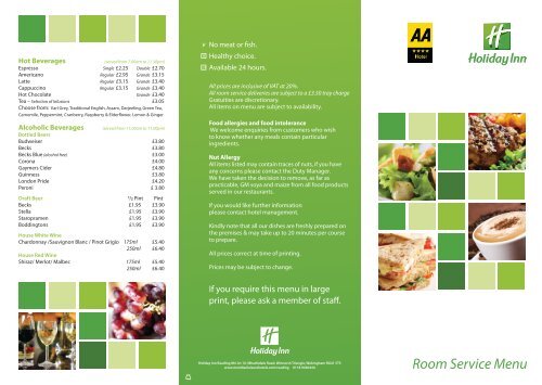 Room Service Menu - Holiday Inn Meetings