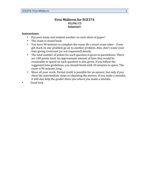 2013 Midterm 1 Exam Solution