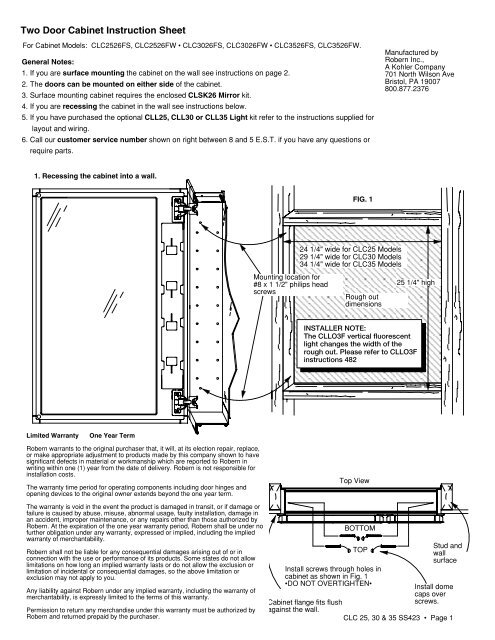 Two Door Cabinet Instruction Sheet