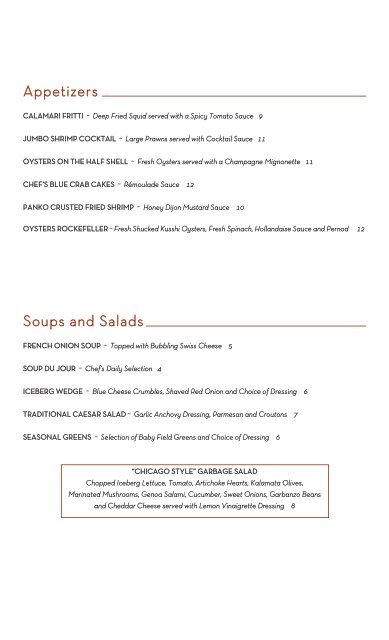 Flame Steakhouse Menu - El Cortez Hotel and Casino