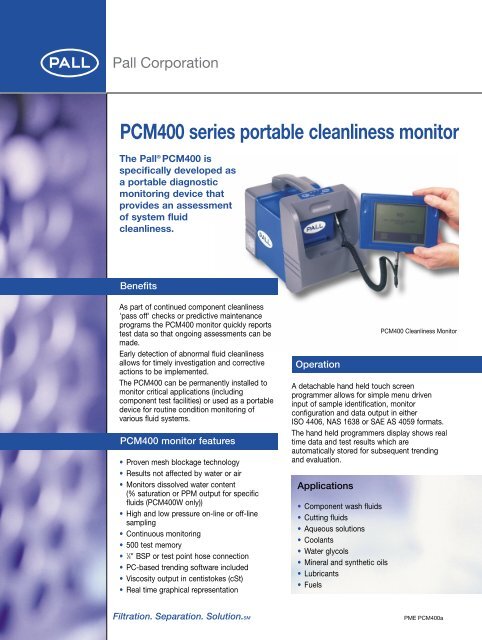 PCM400 series portable cleanliness monitor